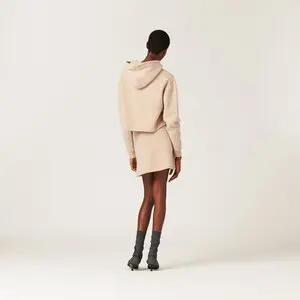 Miu Miu Wool And Cashmere Hoodie Jacket - Sand Beige | Editorialist